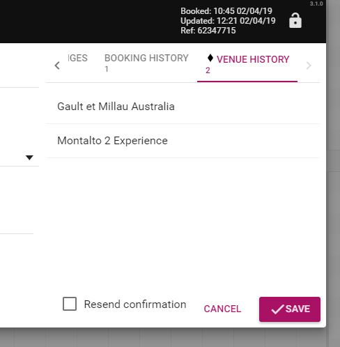 Editing Booking and History in the Diary