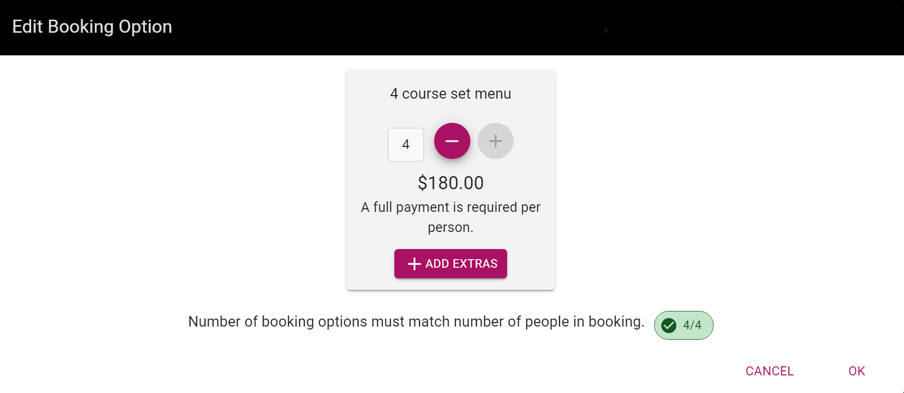 Booking Options