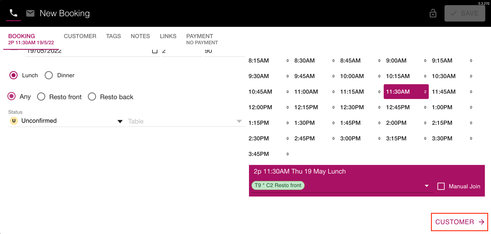 Square Pos Integration Bookings