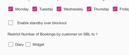 Standby List in Diary