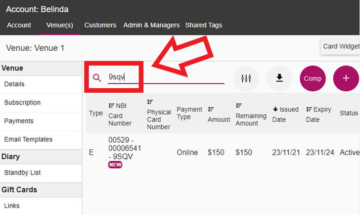 Gift Cards - Redeem and Export