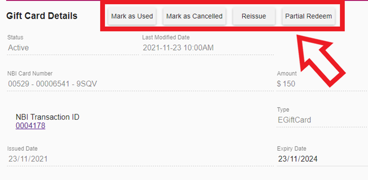 Gift Cards - Redeem and Export