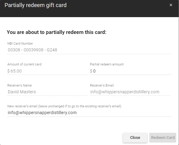 Gift Cards - Redeem and Export