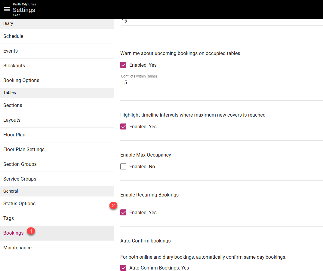 Recurring Bookings on Diary Mobile