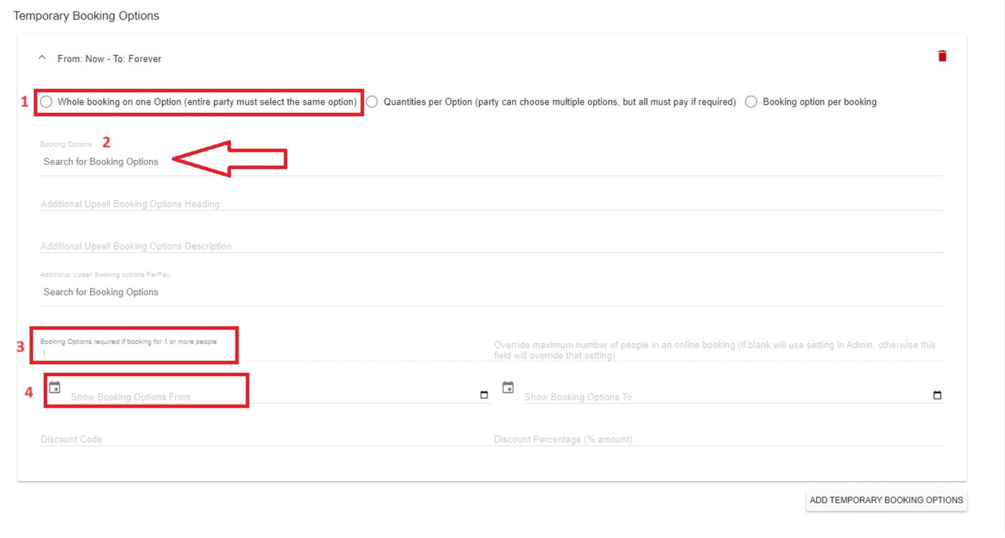 Temporary Booking Options