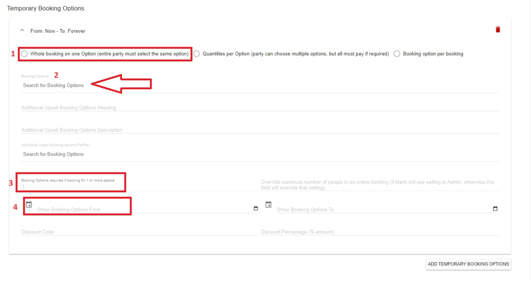 Temporary Booking Options