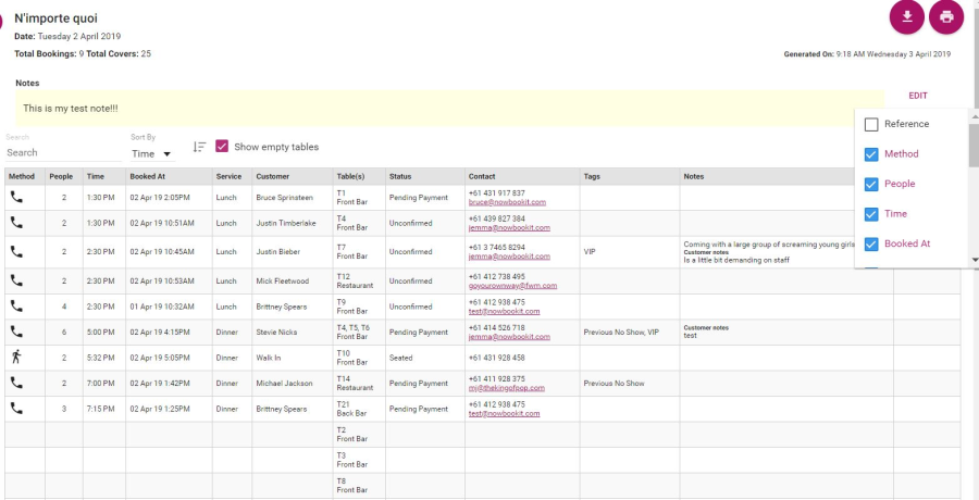 Overview of Runsheet view