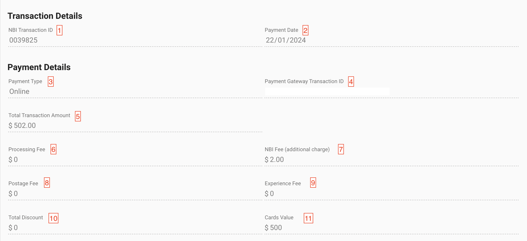 Gift Card Transactions